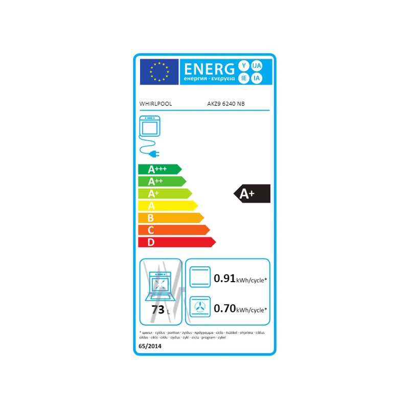 AKZ96240NB Four Noir Encastrable 73 litres - A+ - Whirlpool